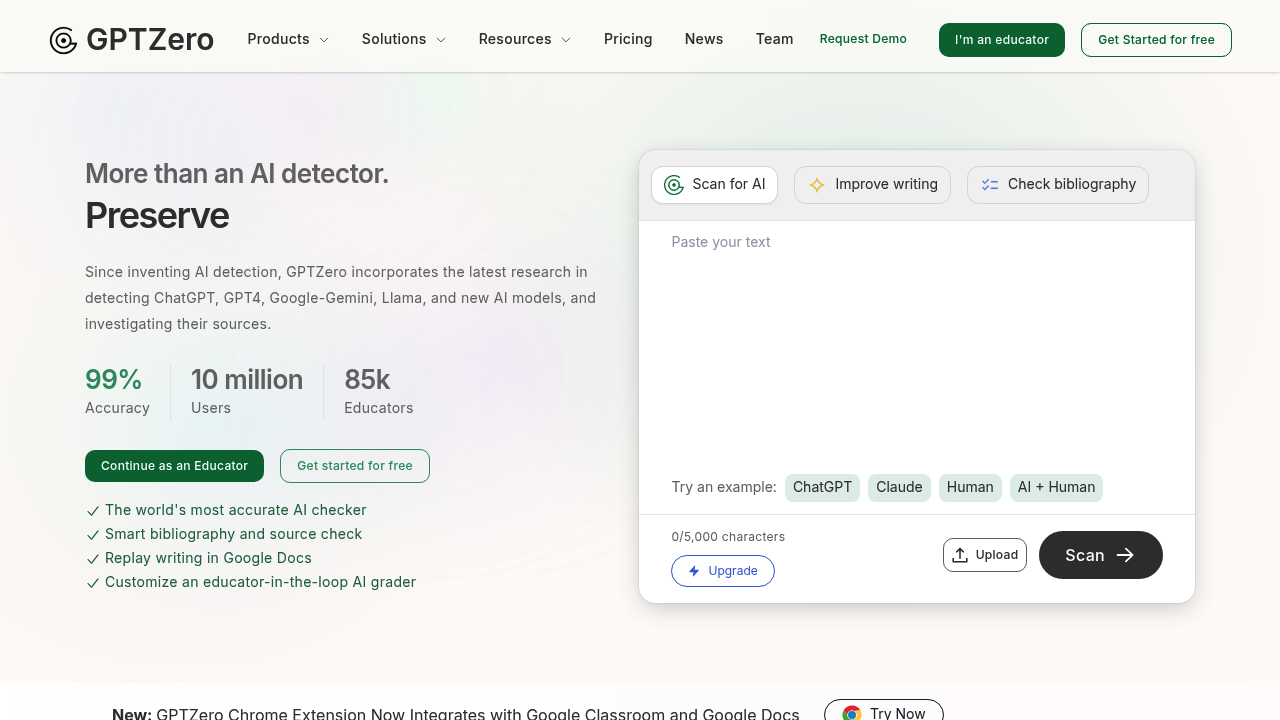 GPTZero: The Most Advanced AI Detector for ChatGPT, GPT-4, and Gemini