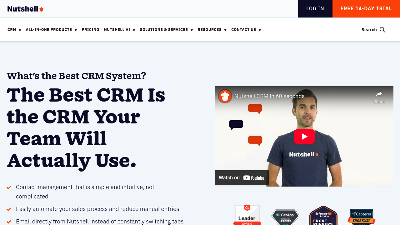 Experience Nutshell's Award-Winning CRM Free for 14 Days